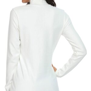 HieasyFit Women's Cotton Mock Turtleneck Basic Thermal Top White X-Large