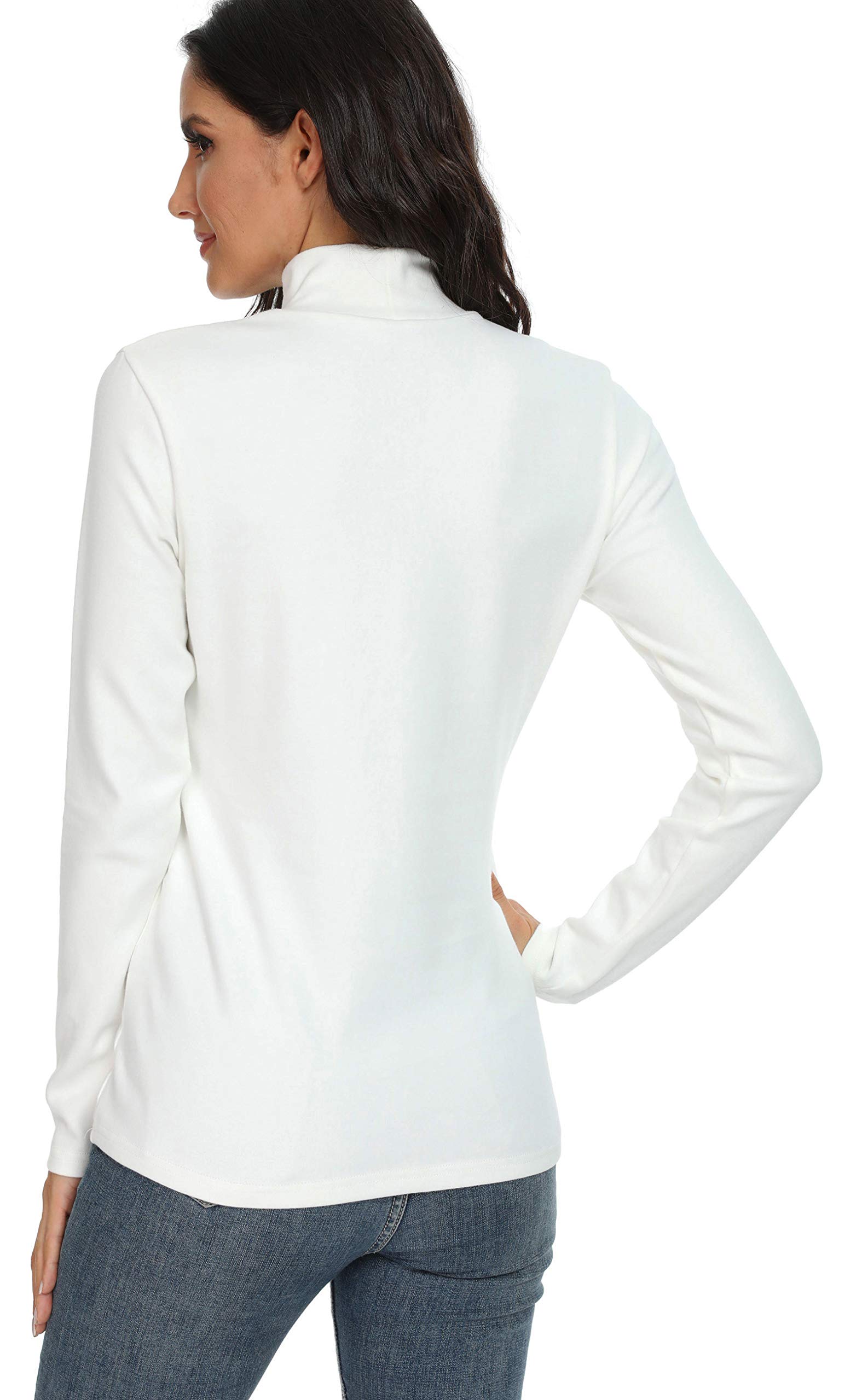 HieasyFit Women's Cotton Mock Turtleneck Basic Thermal Top White X-Large