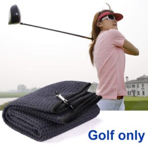 Fpxnb 2 Pack 16" x 24" Tri-fold Golf Towel Set, Microfiber Fabric Waffle Pattern Towels, Heavy Duty Carabiner Clip (2 Pcs, 2 Colors)