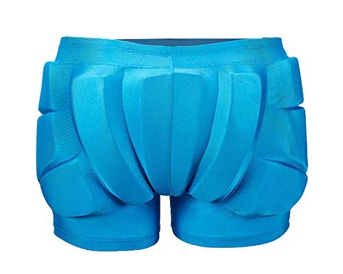 Reomoto Kids Hip Protection Pads Shorts Skiing Skating Snowboard Hip Protection Pads EVA 3D Padded Hip Bone Protection Pants for Teenagers (Blue, M)