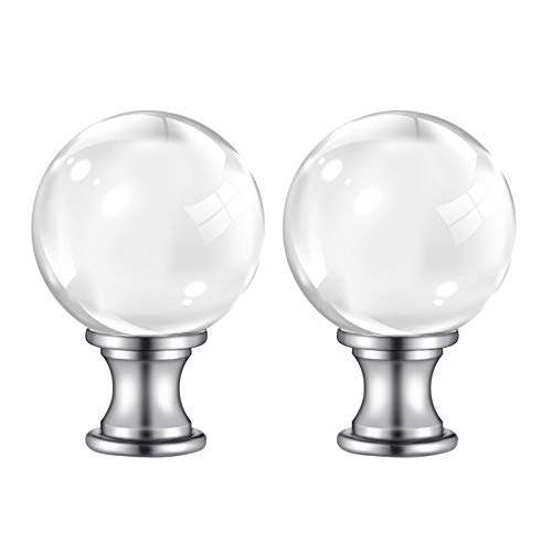 【2 Pack】PEESIN Lamp Finials, 1/4-27 Inch Threaded Base Glass Ball Lamp Finials Decorative, Finials for Lamps with Chrome Base, Lamp Shade Finials Decorative for Table or Floor Lamps