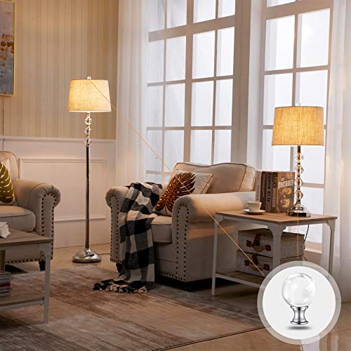 【2 Pack】PEESIN Lamp Finials, 1/4-27 Inch Threaded Base Glass Ball Lamp Finials Decorative, Finials for Lamps with Chrome Base, Lamp Shade Finials Decorative for Table or Floor Lamps