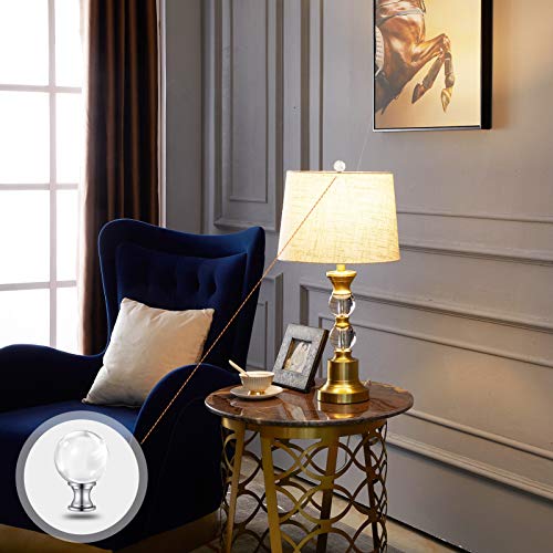 【2 Pack】PEESIN Lamp Finials, 1/4-27 Inch Threaded Base Glass Ball Lamp Finials Decorative, Finials for Lamps with Chrome Base, Lamp Shade Finials Decorative for Table or Floor Lamps