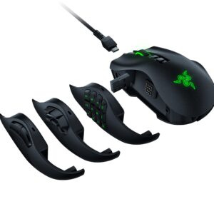 Razer Naga Pro Wireless Gaming Mouse: Interchangeable Side Plate w/ 2, 6, 12 Button Configurations - Focus+ 20K DPI Optical Sensor - Fastest Gaming Mouse Switch - Chroma RGB Lighting (Renewed)