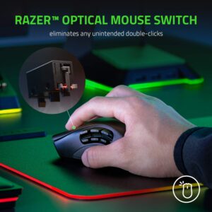 Razer Naga Pro Wireless Gaming Mouse: Interchangeable Side Plate w/ 2, 6, 12 Button Configurations - Focus+ 20K DPI Optical Sensor - Fastest Gaming Mouse Switch - Chroma RGB Lighting (Renewed)