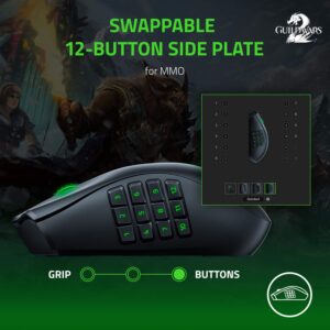 Razer Naga Pro Wireless Gaming Mouse: Interchangeable Side Plate w/ 2, 6, 12 Button Configurations - Focus+ 20K DPI Optical Sensor - Fastest Gaming Mouse Switch - Chroma RGB Lighting (Renewed)