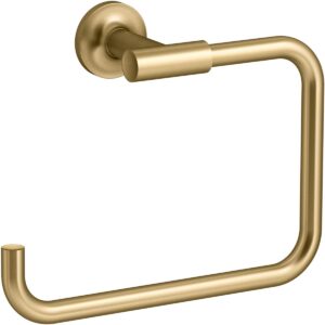 kohler 14441-2mb purist towel ring, wall-mount towel ring, bathroom towel holder, vibrant brushed moderne brass