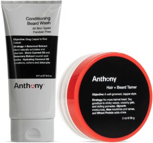 anthony conditioning beard wash, 6 fl oz hair and beard tamer 2 fl oz.