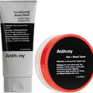 Anthony Conditioning Beard Wash, 6 Fl Oz Hair and Beard Tamer 2 Fl Oz.