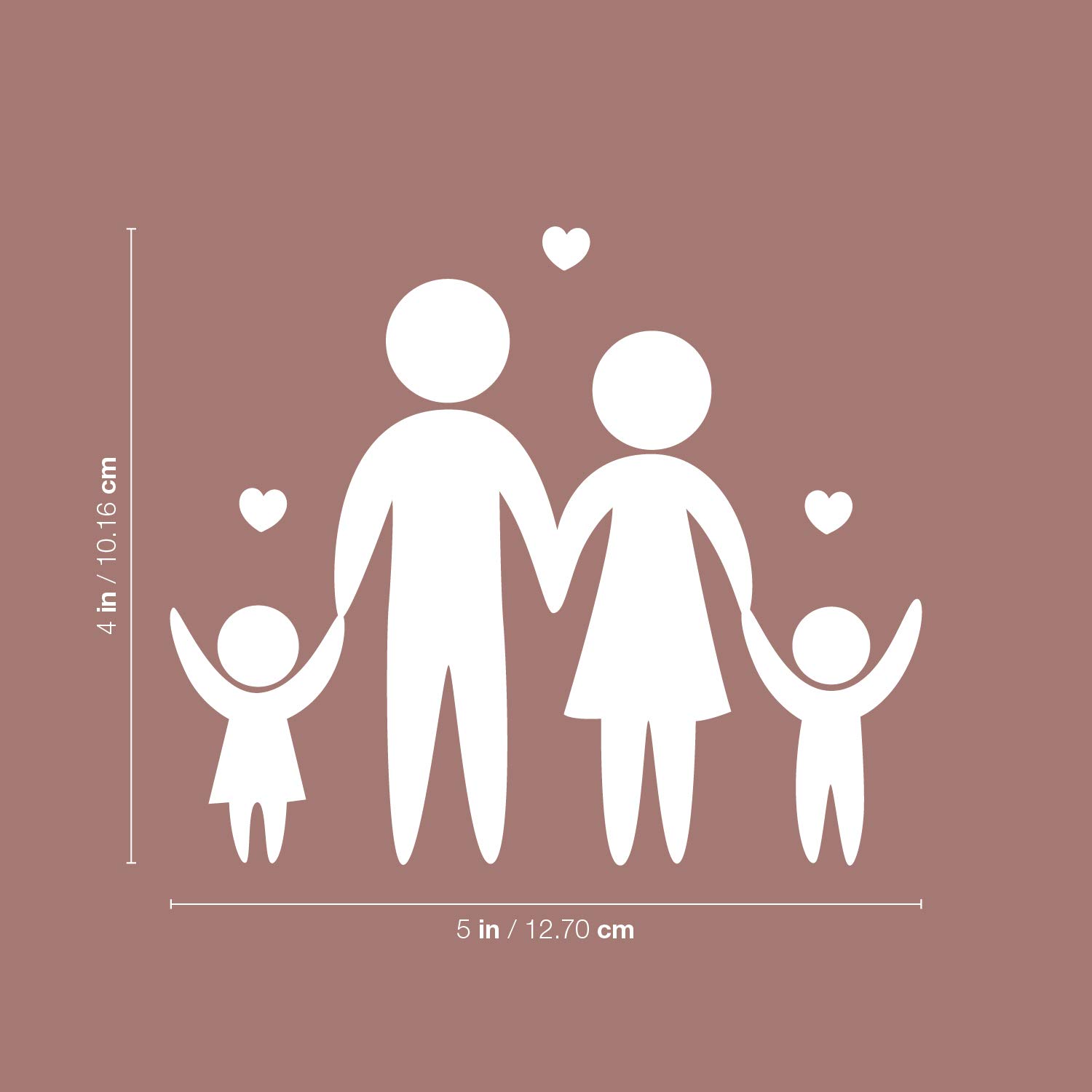 Vinyl Wall Art Decal - Little Family - 4" x 5" - Inspirational Modern Cute Four Little Family Shape Sticker for Playroom Daycare Closet Mirror Family Cars Minivan Rear Window Car Bumper Decor (White)