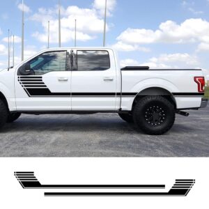 mvmtvt 2pcs car side decals sticker for ford f150 sport auto body side stripe decal skirt car door side hockey stripe graphical decal vinyl stripe decal decoration (matte black)