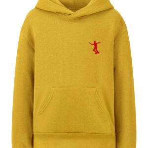 Daxton Youth Unisex Skateboarder Design Hoodie Mid-weight Fleece Sweatshirt,Gold,L