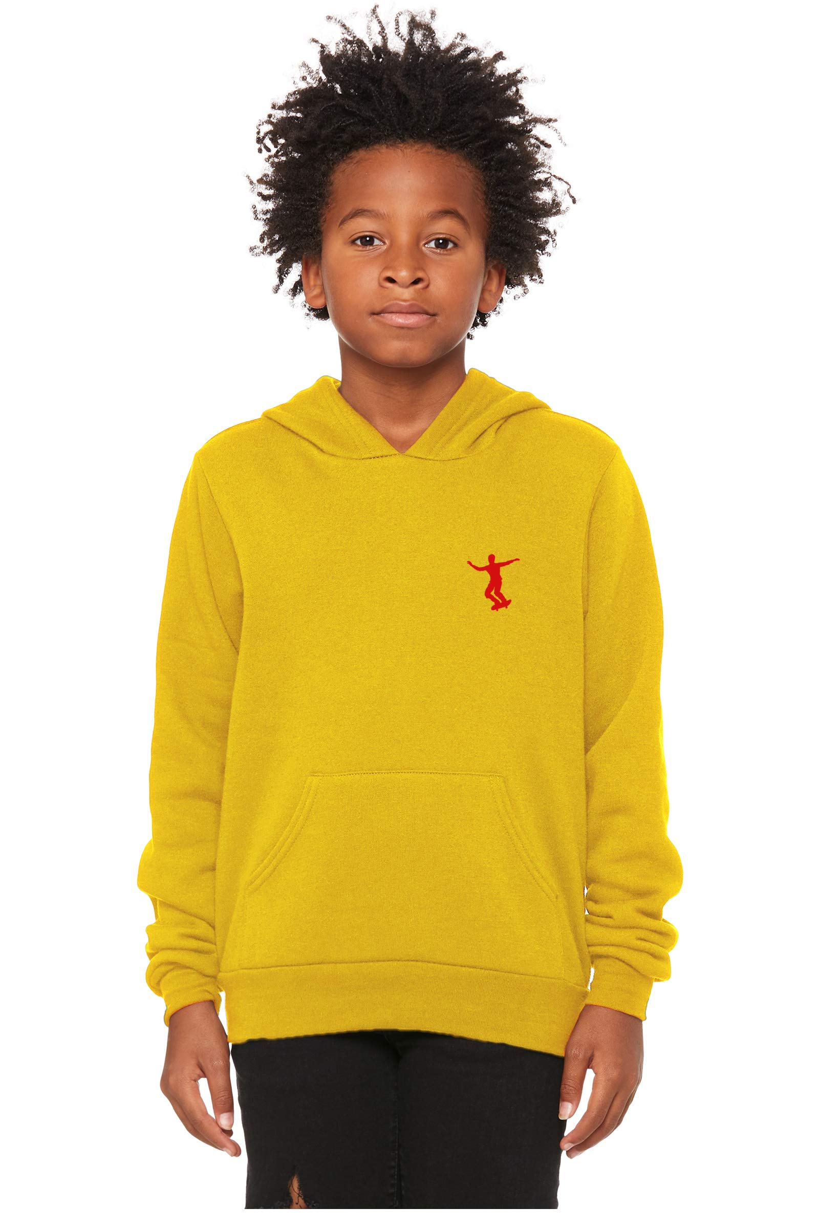 Daxton Youth Unisex Skateboarder Design Hoodie Mid-weight Fleece Sweatshirt,Gold,L