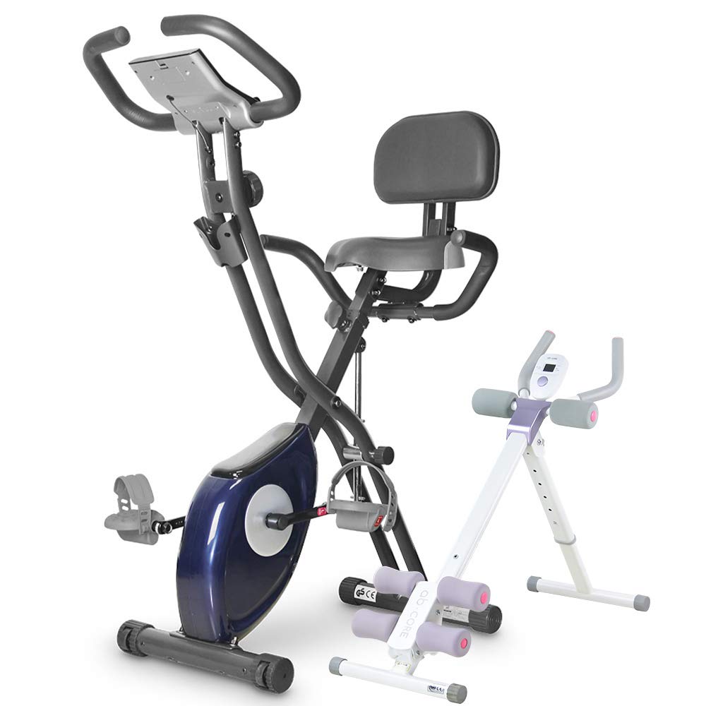 leikefitness Folding Exercise Bike 2200(BLUE) and Adjustable Ab Trainer 9300(PURPLE) Bundle