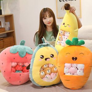 REFAHB Cute Throw Pillow Stuffed Banana Toys Removable Fluffy Creative Gifts for Teens Girls Kids