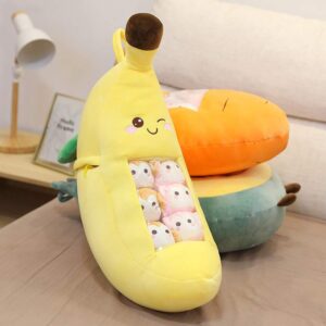 REFAHB Cute Throw Pillow Stuffed Banana Toys Removable Fluffy Creative Gifts for Teens Girls Kids