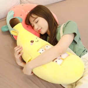 REFAHB Cute Throw Pillow Stuffed Banana Toys Removable Fluffy Creative Gifts for Teens Girls Kids