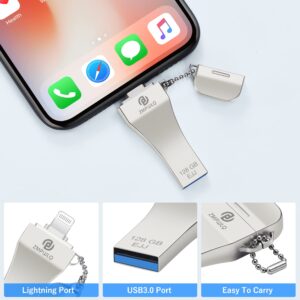 PL ZMPWLQ Apple MFi Certified Backup Photos-Stick 128GB for iPhone Photo Storage-External-Thumb-Drive USB-Flash-Drive-for-iPhone Backup Drive iPad Photo Device Memory Stick for iPhone iPad PC 1pcs