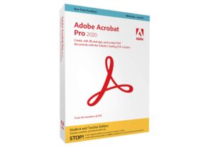 adobe acrobat pro 2020 student & teacher edition for windows and mac, dvd