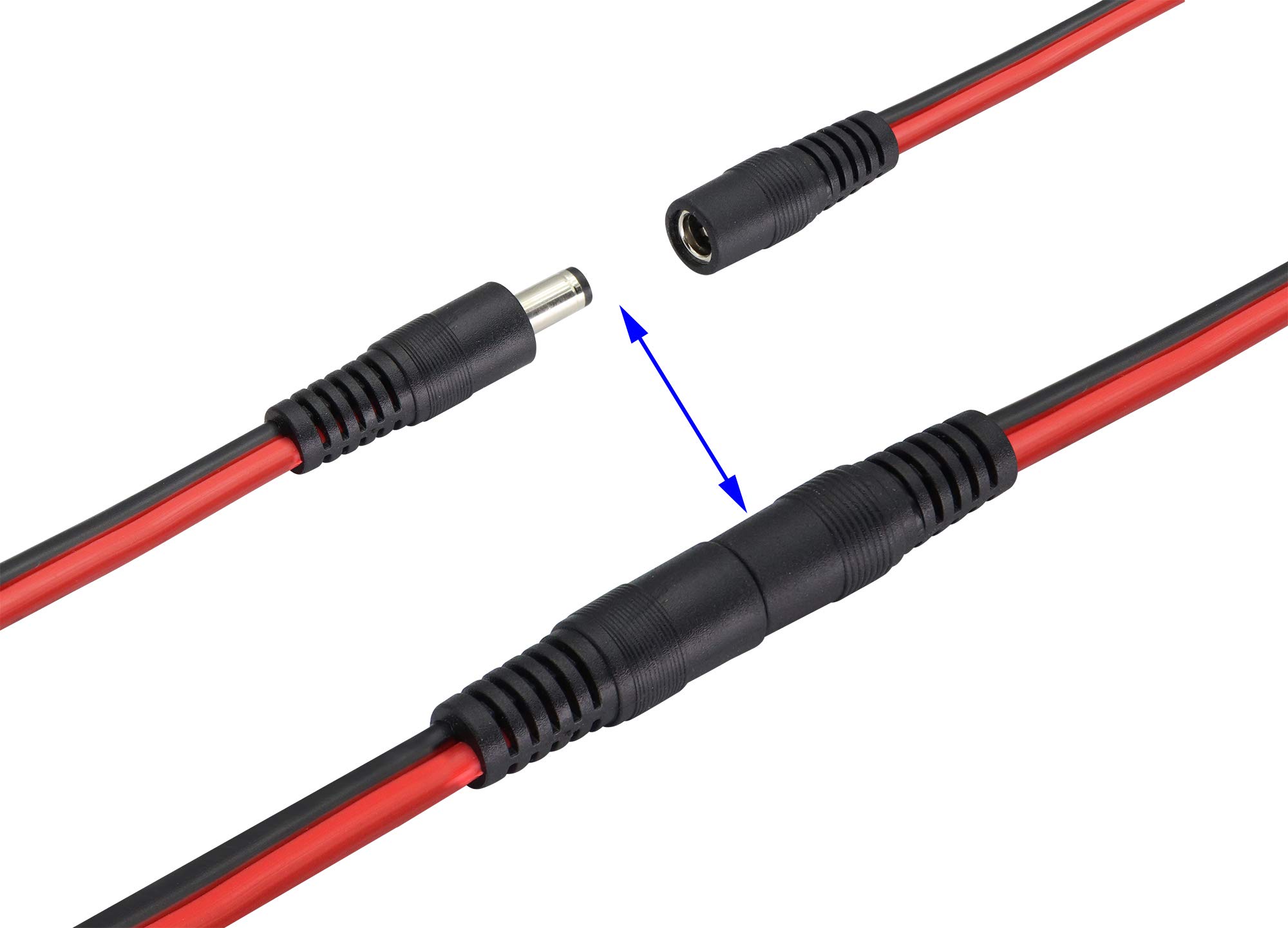 zdyCGTime SAE Plug to DC 5.5 x 2.1mm (Female and Male) Adapter Cable with SAE Polarity Reverse Adapter for Solar Panel Charger and Automotive RV Battery 14AWG (2ft/60cm)(1pair)