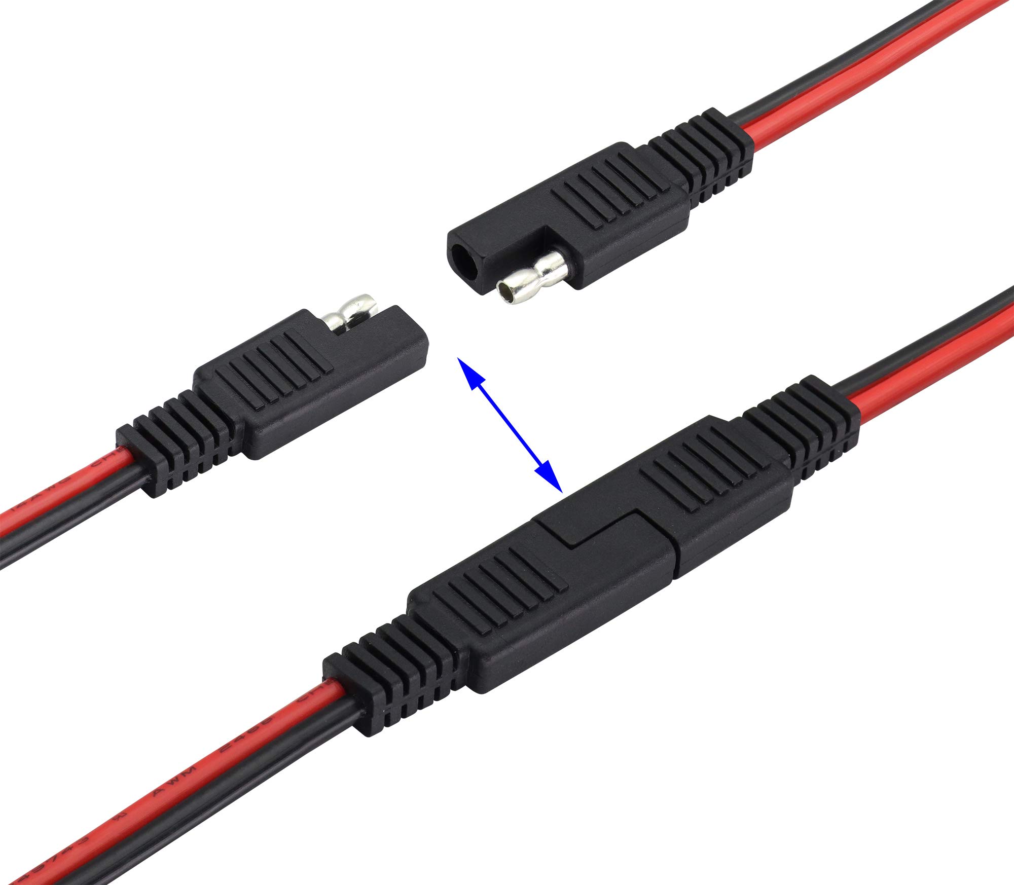 zdyCGTime SAE Plug to DC 5.5 x 2.1mm (Female and Male) Adapter Cable with SAE Polarity Reverse Adapter for Solar Panel Charger and Automotive RV Battery 14AWG (2ft/60cm)(1pair)