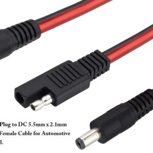 zdyCGTime SAE Plug to DC 5.5 x 2.1mm (Female and Male) Adapter Cable with SAE Polarity Reverse Adapter for Solar Panel Charger and Automotive RV Battery 14AWG (2ft/60cm)(1pair)