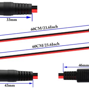 zdyCGTime SAE Plug to DC 5.5 x 2.1mm (Female and Male) Adapter Cable with SAE Polarity Reverse Adapter for Solar Panel Charger and Automotive RV Battery 14AWG (2ft/60cm)(1pair)