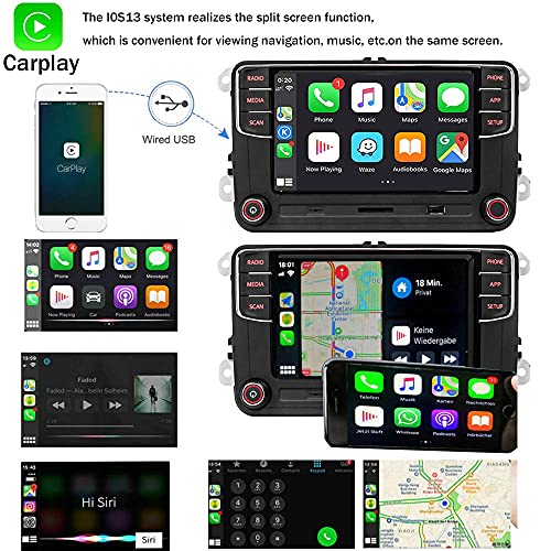 SCUMAXCON 6.5" Car Stereo RCD360 PROII RCD330 Carplay Android Auto Bluetooth USB SD RVC FM for VW Golf MK5 MK6 Passat Caddy Jetta Polo CC EOS (Backup Camera Actived)