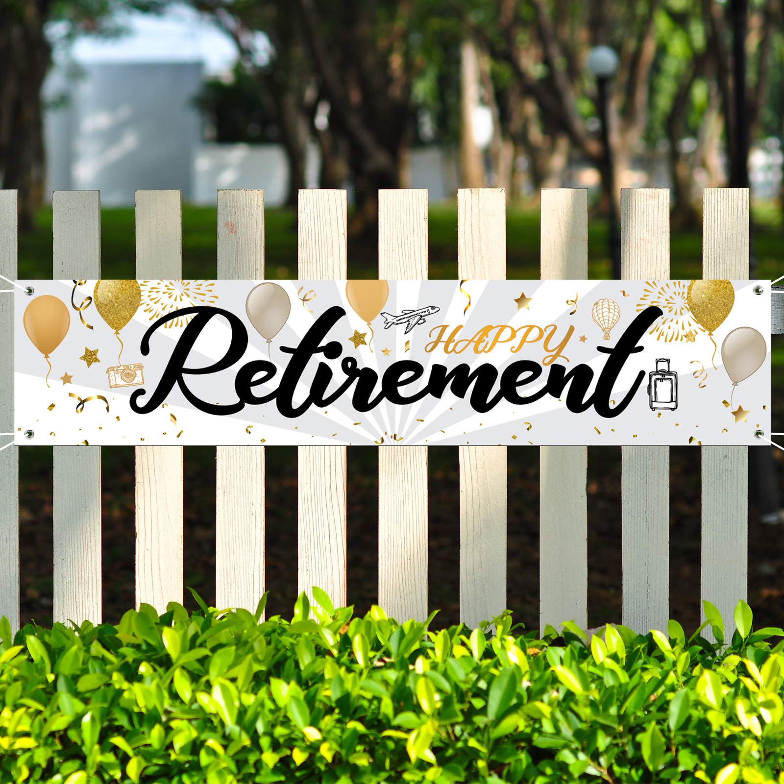 Retirement Banner Horizontal Large Retirement Sign Banner Fabric Retirement Yard Sign Backdrop for Retirement Party Photo Booth, 72.8 x 15.7 Inch