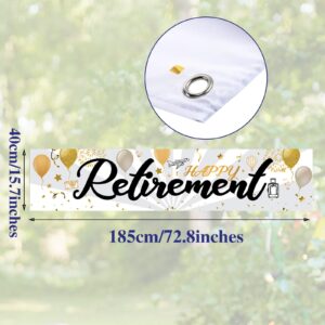 Retirement Banner Horizontal Large Retirement Sign Banner Fabric Retirement Yard Sign Backdrop for Retirement Party Photo Booth, 72.8 x 15.7 Inch