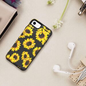 LETO iPhone SE 2022 Case,iPhone SE 2020 Case,iPhone 7 Case,iPhone 8 Case,Leather Wallet Case with Flower Designs for Girls Women,Protective Phone Case for iPhone 7/8/SE 2020/2022 Blooming Sunflowers