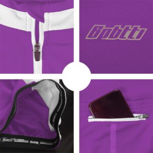 bpbtti Women's Half Zipper Long Sleeve Cycling Jersey Bike Biking Shirt with 3-Real Pockets UPF 50+ (Purple/White, X-Large)