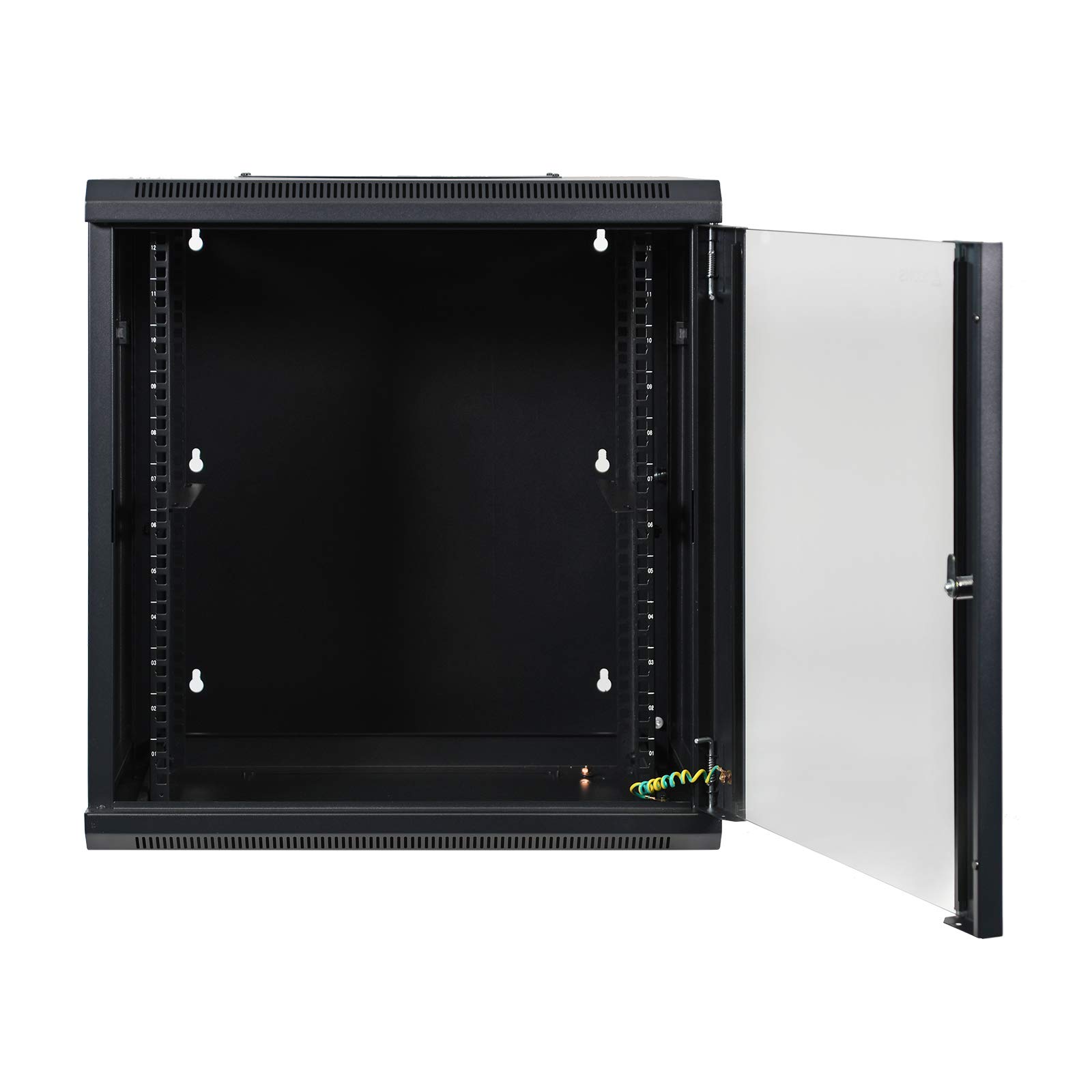 AEONS 12U Signature Double Section Wall Mount 19-inch Networking IT Cabinet Enclosure Hinged Swing Out 22-inch Depth Glass Door (Fully Assembled)