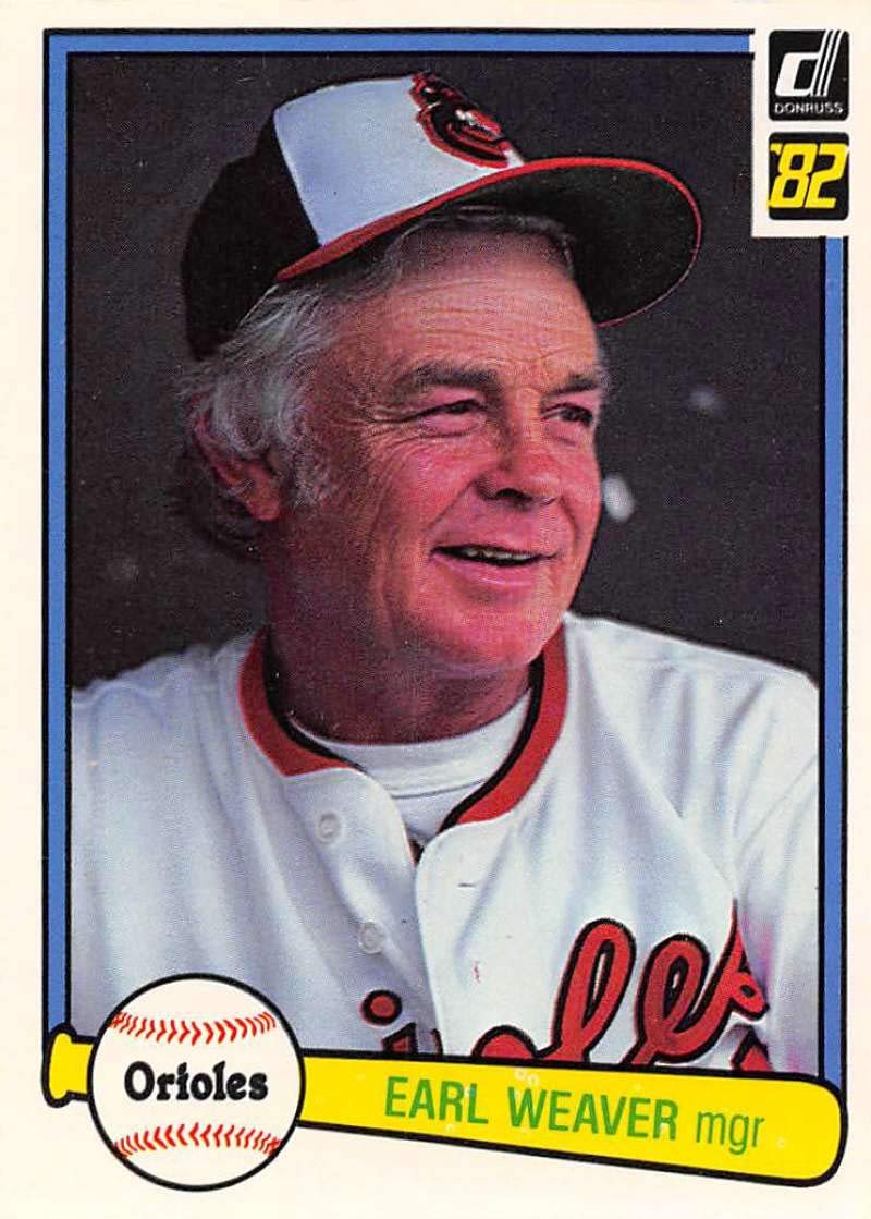 1982 Donruss Baseball #27 Earl Weaver Baltimore Orioles MG Manager Offical MLB Major League Baseball Trading Card