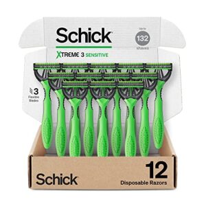 schick xtreme 3 original razor — disposable head razor for sensitive skin, 12 count