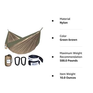 ecox Outdoors Parachute Hammock Single with 2 Tree Straps, Portable Lightweight Nylon Comfortable for Backpacking, Camping, Travel, Beach, Backyard, Patio, Hiking