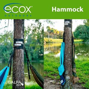 ecox Outdoors Parachute Hammock Single with 2 Tree Straps, Portable Lightweight Nylon Comfortable for Backpacking, Camping, Travel, Beach, Backyard, Patio, Hiking