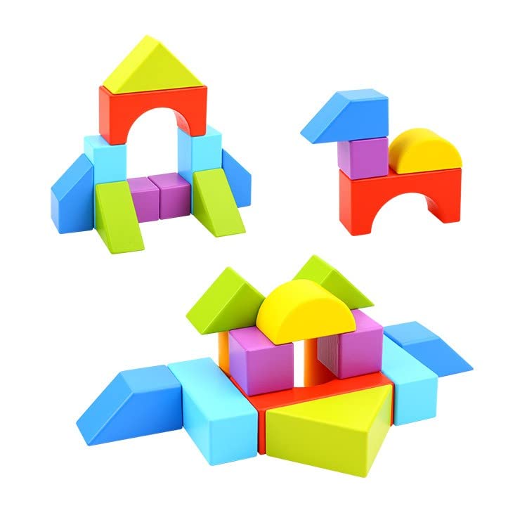 Cutie Pie Toys Blocks Stacking Game, 3D Puzzle and Problem Solving, 20 Pattern Activity Cards, 13 Shapes, for Toddlers & Preschoolers, Ages 1+