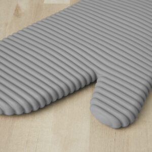 KitchenAid Ribbed Soft Silicone Oven Mitt Set, 7"x13", Grey 2 Count