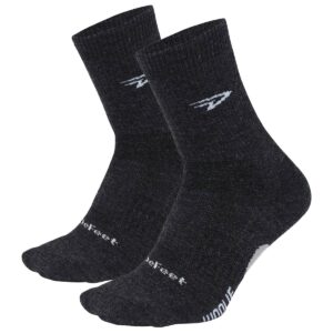 defeet - woolie boolie 4" quarter merino wool sock - (charcoal) - cycling, running, everyday sock (2-pack)