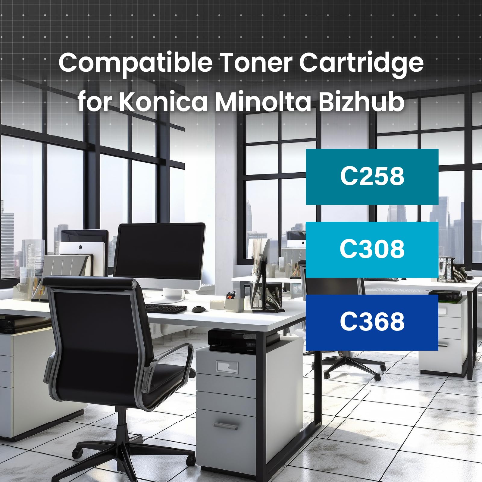 Shiki Compatible Toner Cartridge Replacement for Konica Minolta bizhub (Full Color) C258 C308 C368 TN324K A8DA130 (Black, 28000 Pages)