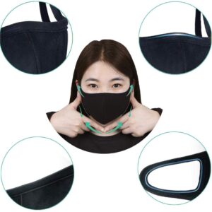 comfso 8 Pack Organic Cotton Face Cover Washable and Reusable - Black Travel Face Mask, Mouth Protection Cloth Masks with Nose Bridge Wire - Soft Fabric for Women Men Outdoor