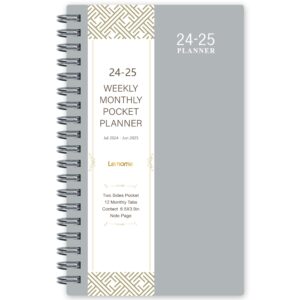 2024-2025 pocket planner/calendar - weekly & monthly pocket planner, jul. 2024 - jun. 2025, 6.8" x 4.3", strong twin - wire binding, plastic cover