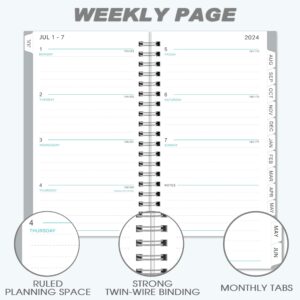 2024-2025 Pocket Planner/Calendar - Weekly & Monthly Pocket Planner, JUL. 2024 - Jun. 2025, 6.8" x 4.3", Strong Twin - Wire Binding, plastic cover