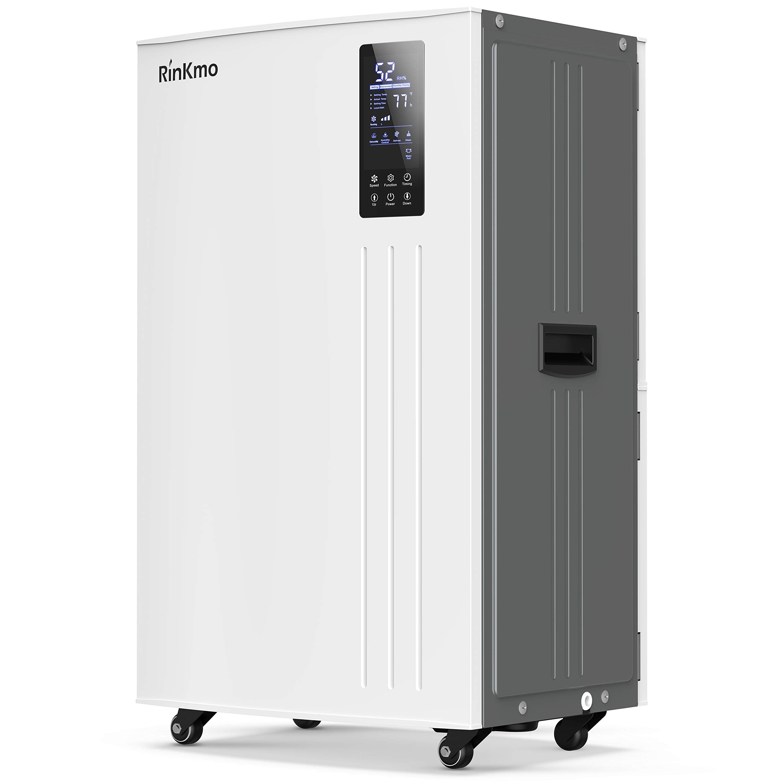 RINKMO 296 Pint Commercial Dehumidifier 37 Gallons Industrial Water Damage Restoration Dehumidifier with Water Reservoir and Drain Hose for Basements, 5-Year Warranty