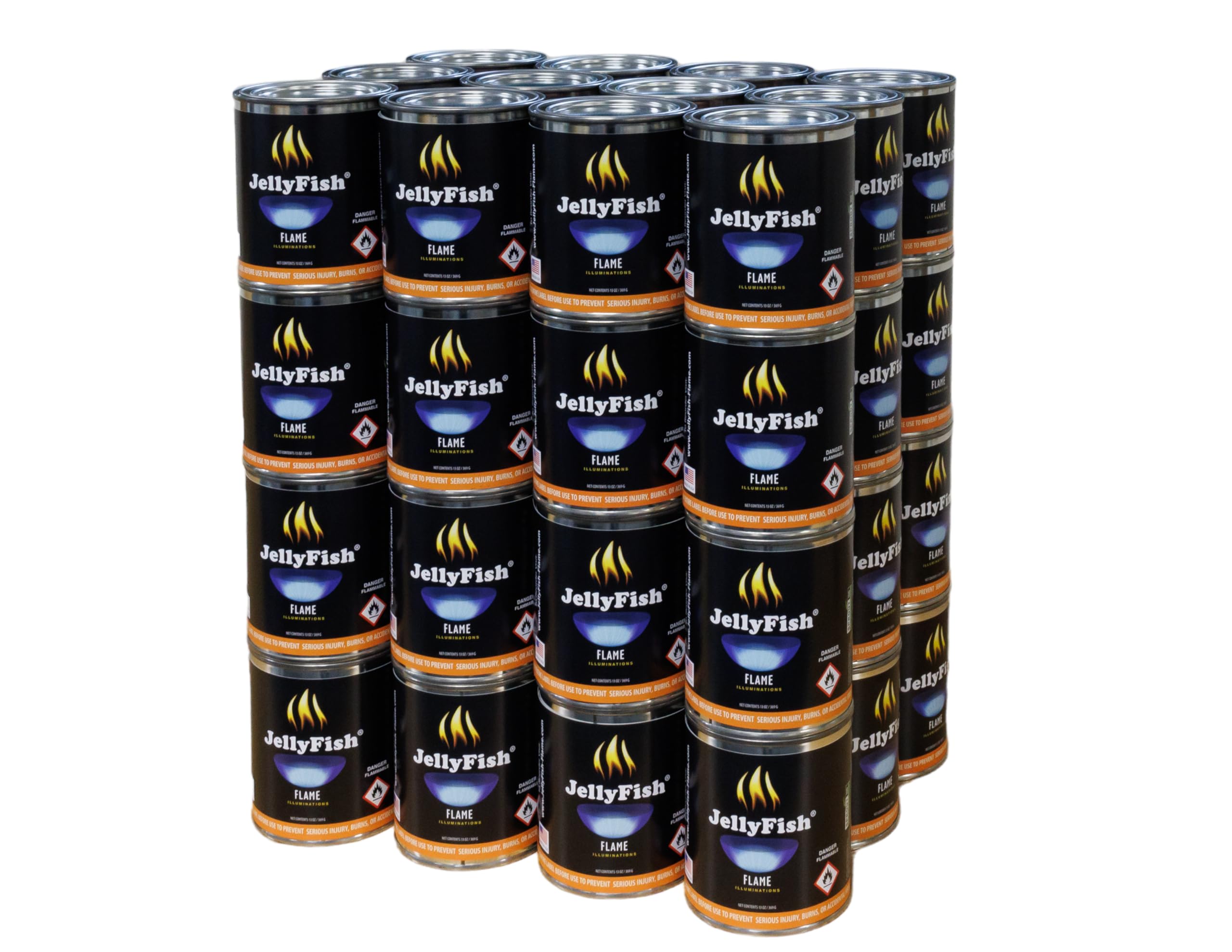 Real JellyFish Flame Premium Gel Fuel 48 Cans Indoor or Outdoor Made in USA 13oz