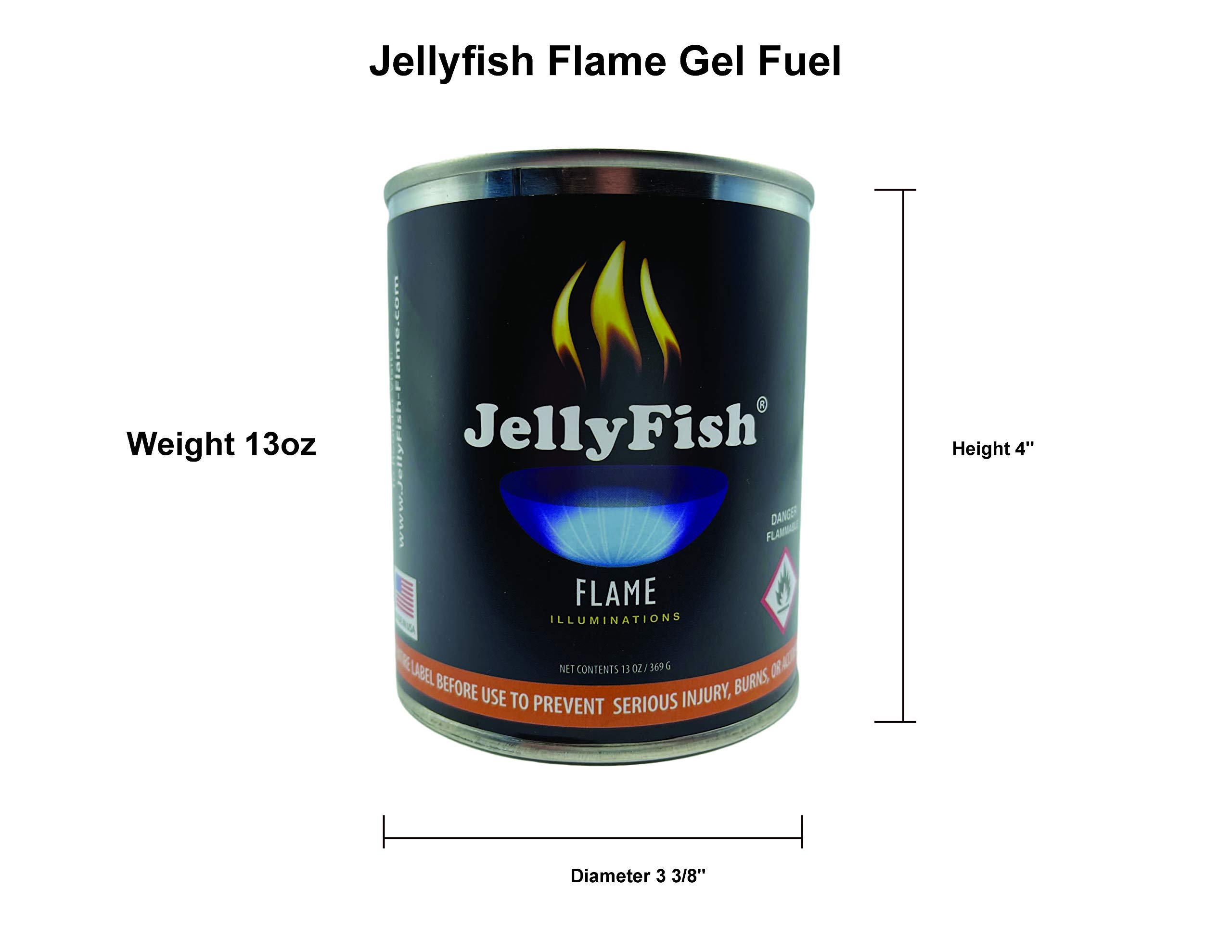 Real JellyFish Flame Premium Gel Fuel 48 Cans Indoor or Outdoor Made in USA 13oz