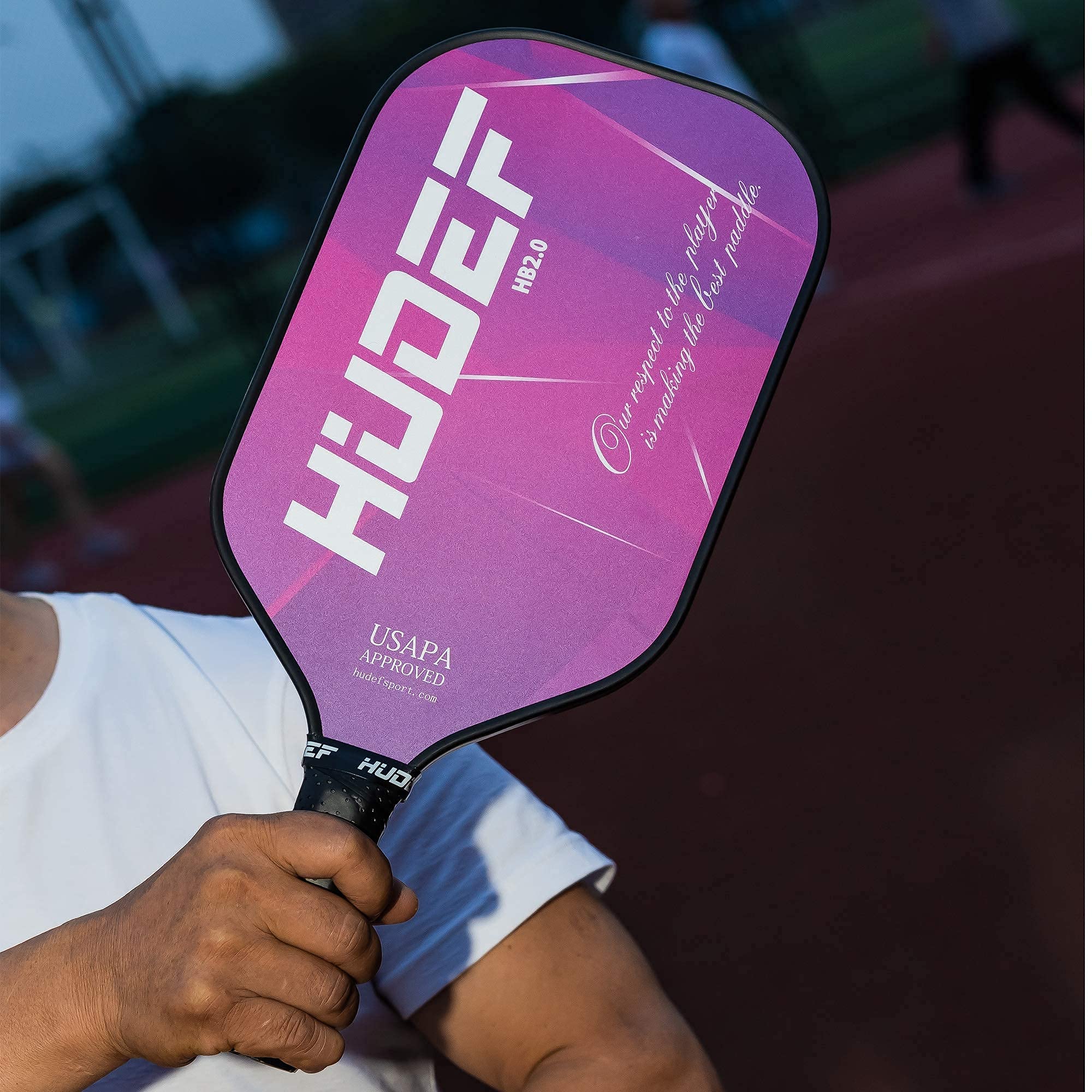 HUDEF HB 2.0 Purple+ Blue Pickleball Paddles, Lightweight Graphite Carbon Fiber Face Racquet Rackets Elongated Racket,Honeycomb Core,Cushion Comfort Grip USAPA Approved