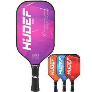 HUDEF HB 2.0 Purple+ Blue Pickleball Paddles, Lightweight Graphite Carbon Fiber Face Racquet Rackets Elongated Racket,Honeycomb Core,Cushion Comfort Grip USAPA Approved