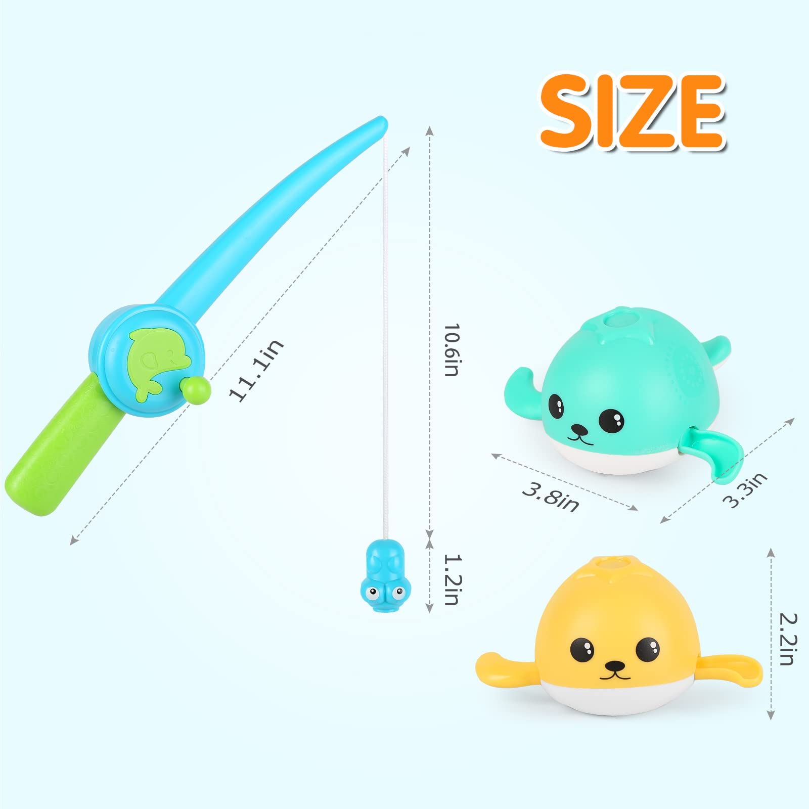 KINDIARY Bath Toys, Magnetic Fishing Games with Wind-up Swimming Whales, Water Table Pool Fun Time Bathtub Tub Toy for Toddlers Baby Kids Infant Girls Boys Age 1 2 3 4 5 6 Years Old